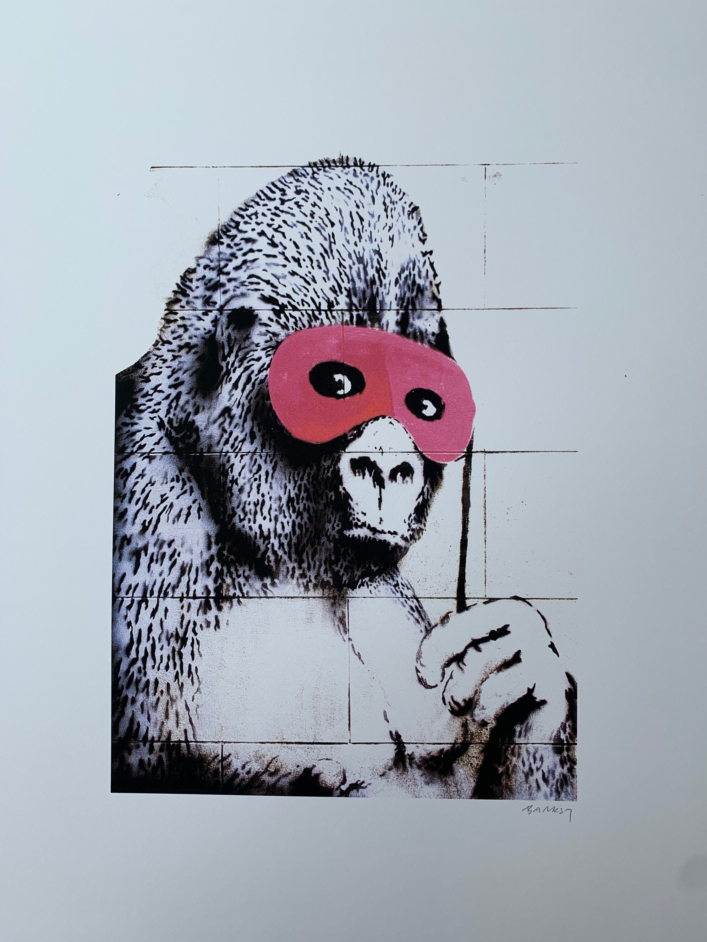 Banksy Lithography masked Gorilla, Certificate, Signed, Top Wall Art - Etsy