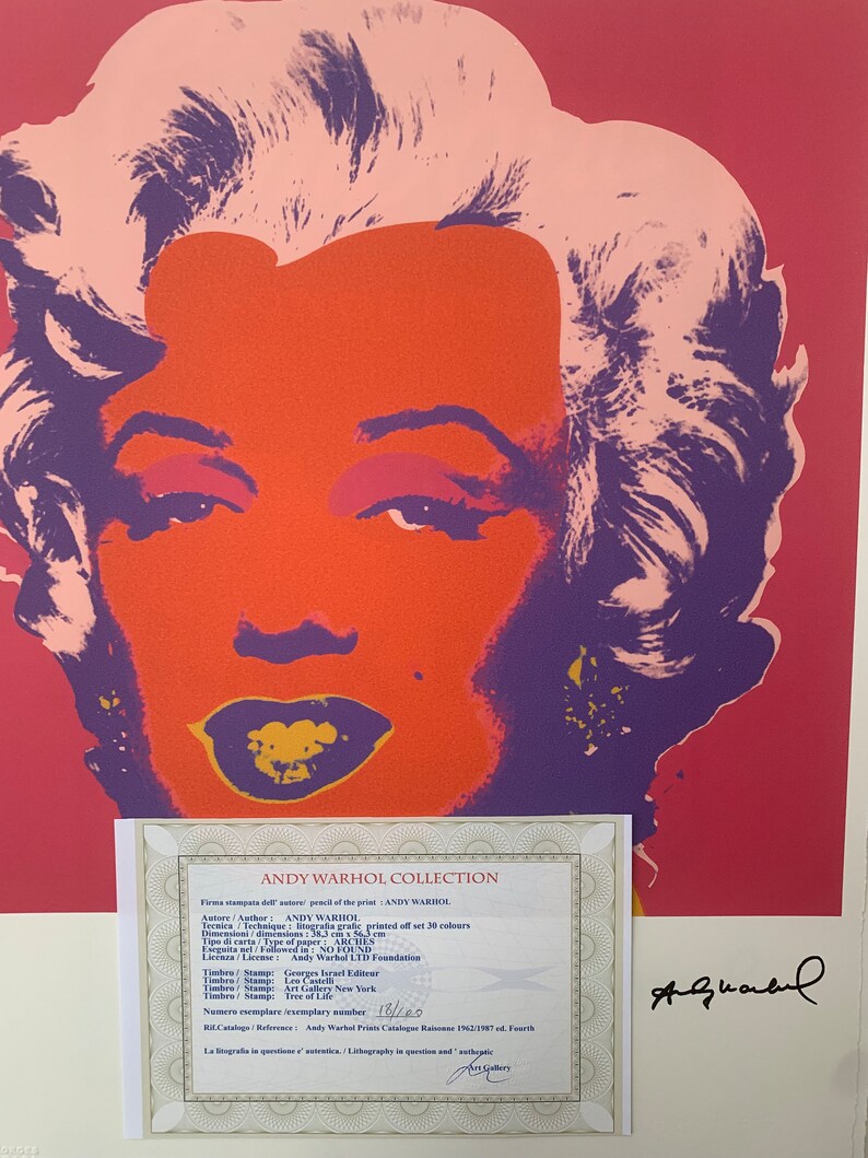 Andy Warhol marilyn Leo Castelli Edition Lithography, Certificate, Signed, Top Wall Art - Etsy