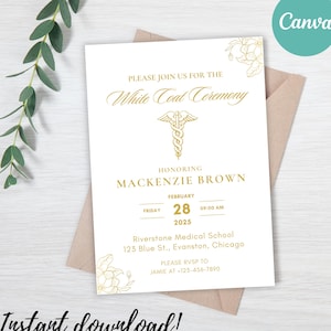 White Coat Ceremony Invitation Digital White Coat Ceremony Invite ...