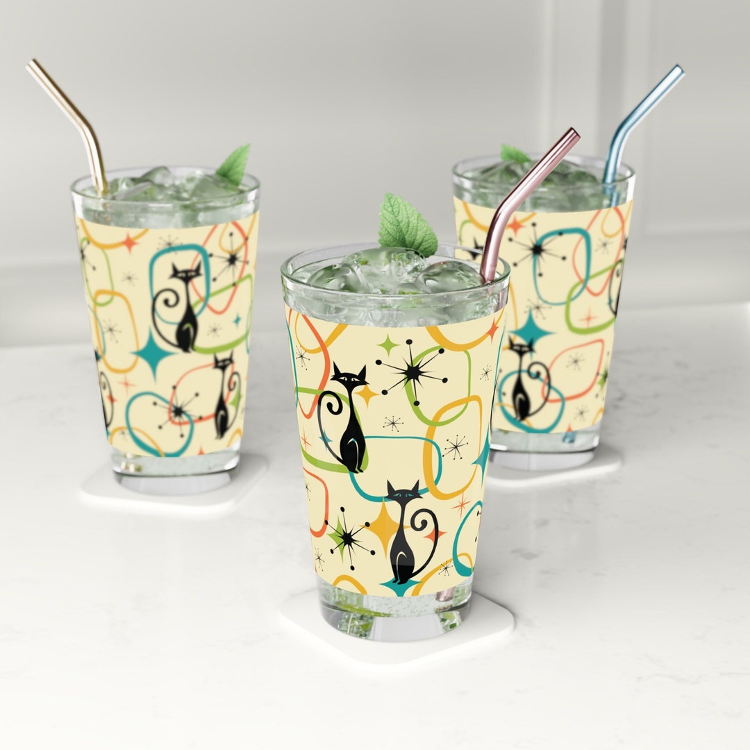Atomic Cat Glassware Mid Century Modern Cat Drinking Glasses MCM Glass ...
