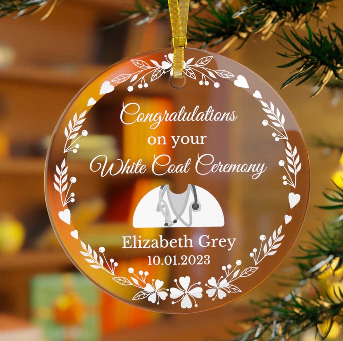 White Coat Ceremony Gift Personalized White Coat Custom Ornament ...
