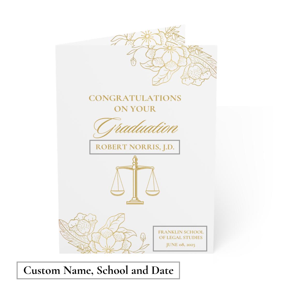 Law School Graduation Card Congrats Card for Law Graduate Law ...
