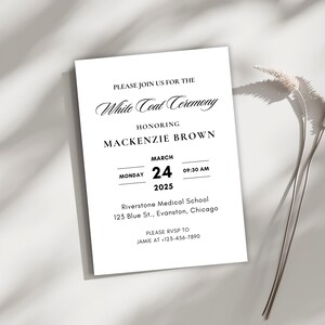 White Coat Ceremony Invite Printable Digital White Coat Ceremony ...
