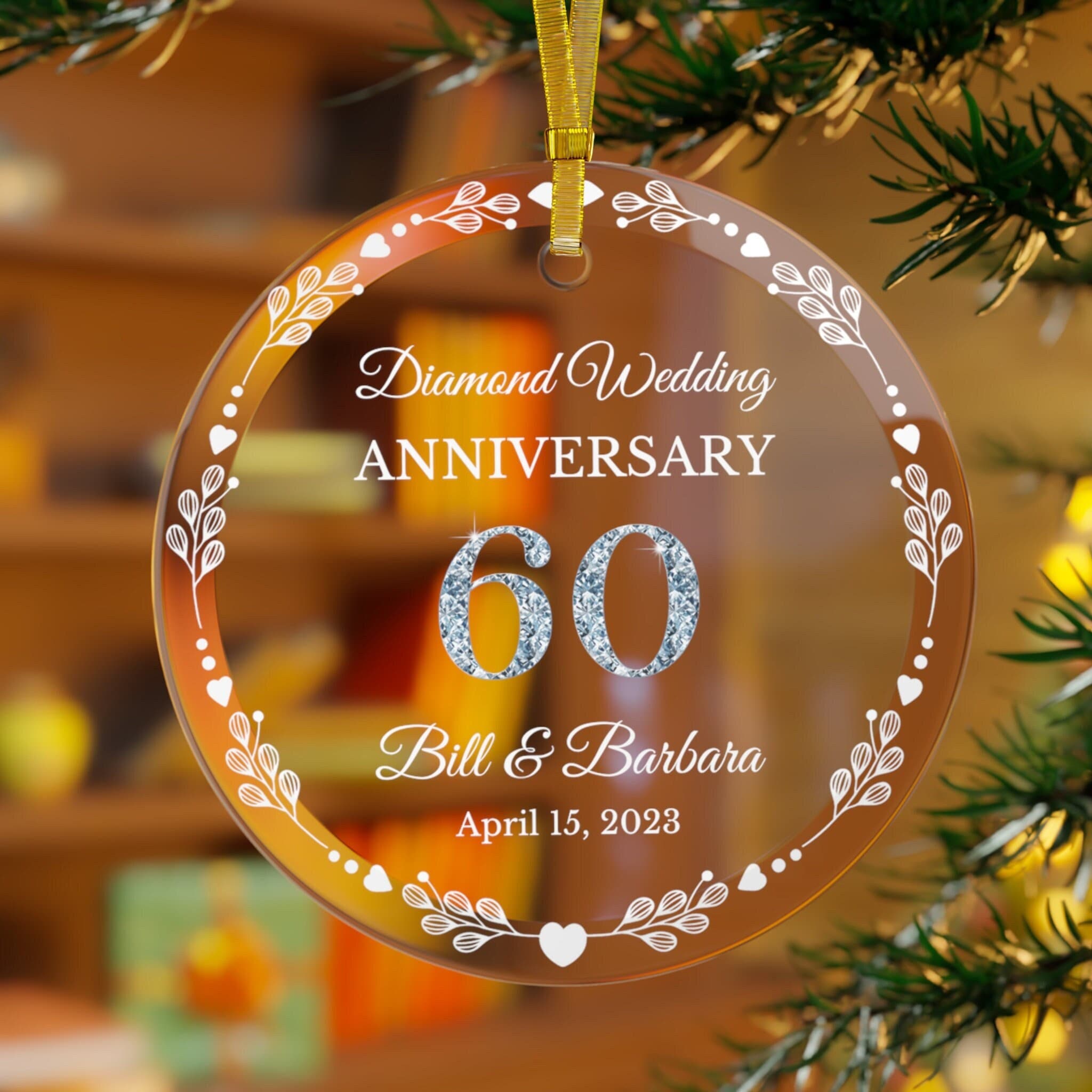 60th Wedding Anniversary Ornament Custom Diamond Wedding Anniversary ...