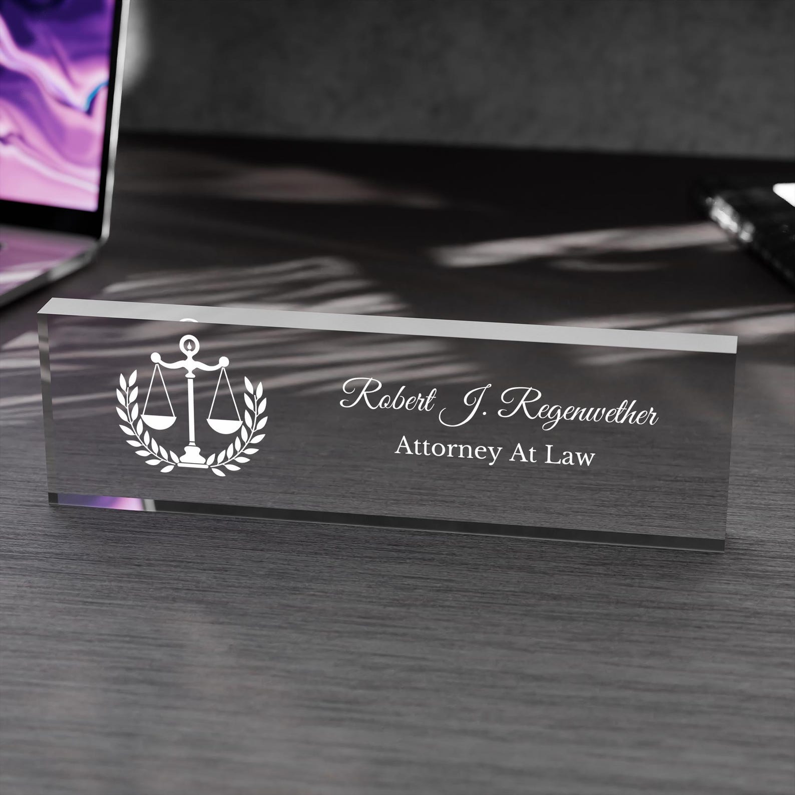 Attorney Desk Name Plate Attorney at Law Gift New Lawyer State Bar ...