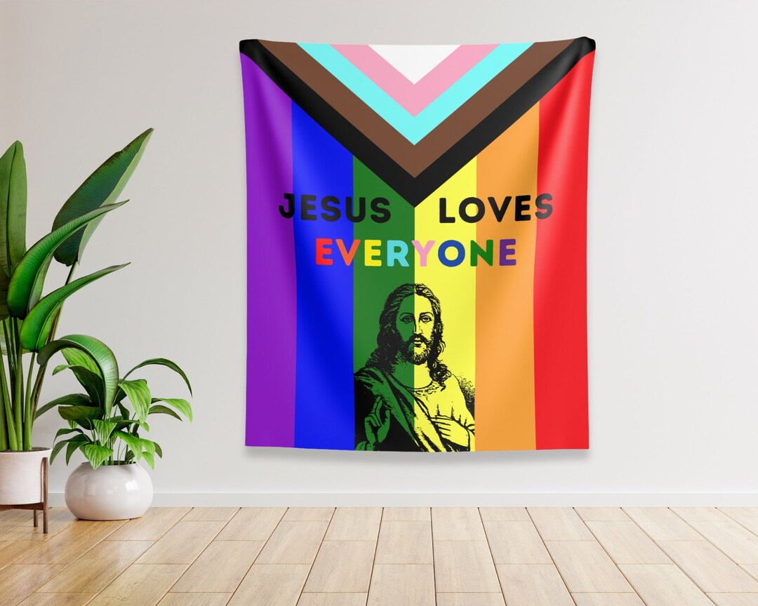 Jesus Loves Everyone LGBTQ Pride Banner Gay Pride Wall Tapestry Pride ...