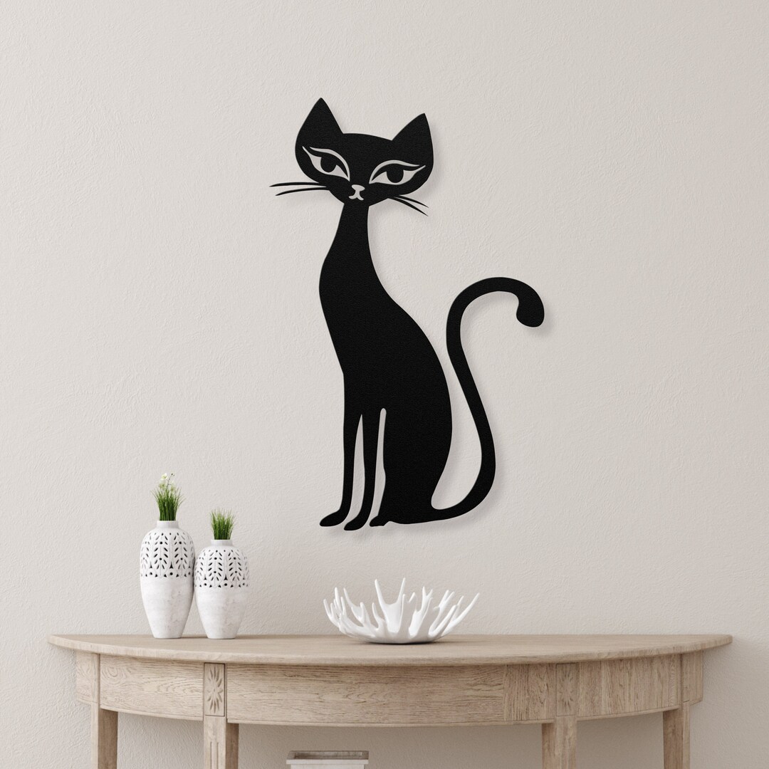 Metal Wall Art MCM Atomic Cat Decor Retro Wall Art Outdoor Mid Century ...