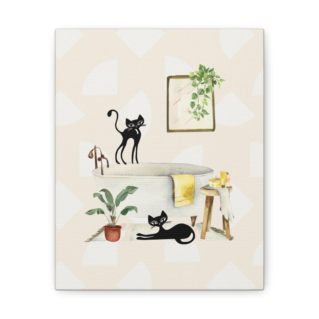 Atomic Cat Bathroom Decor Mid Century Modern Bathroom Art Atomic Cat ...