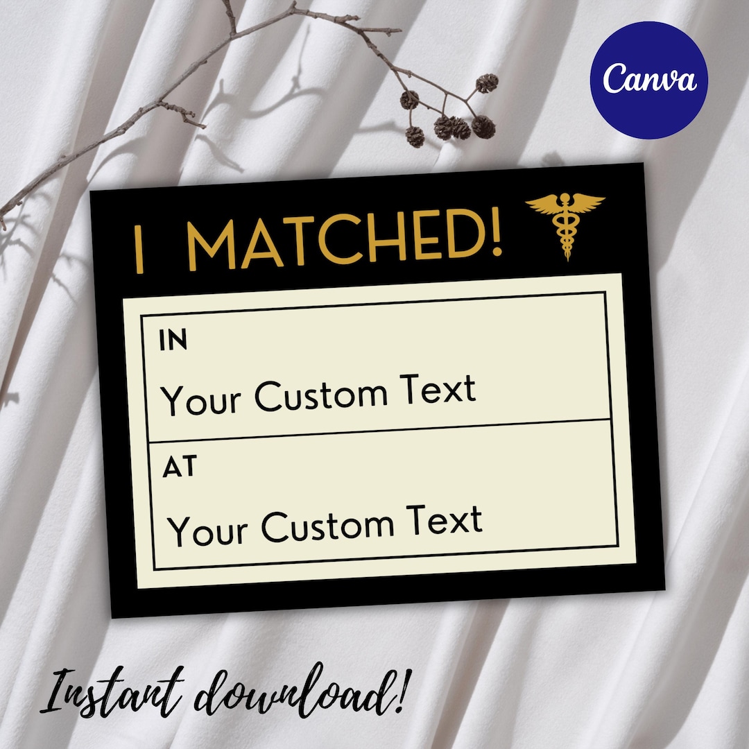 Residency Match Day Sign Printable Editable Template Doctor Residency ...