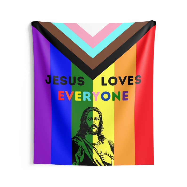 Jesus Loves Everyone LGBTQ Pride Banner Gay Pride Wall Tapestry Pride ...