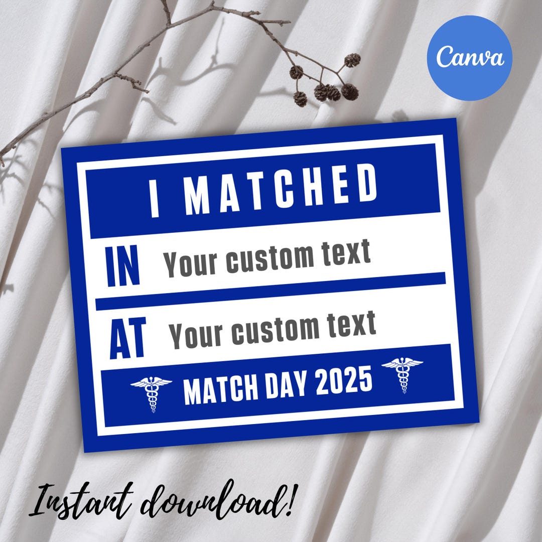 Match Day Sign Printable Residency Match Day New Doctor Sign Match Day ...