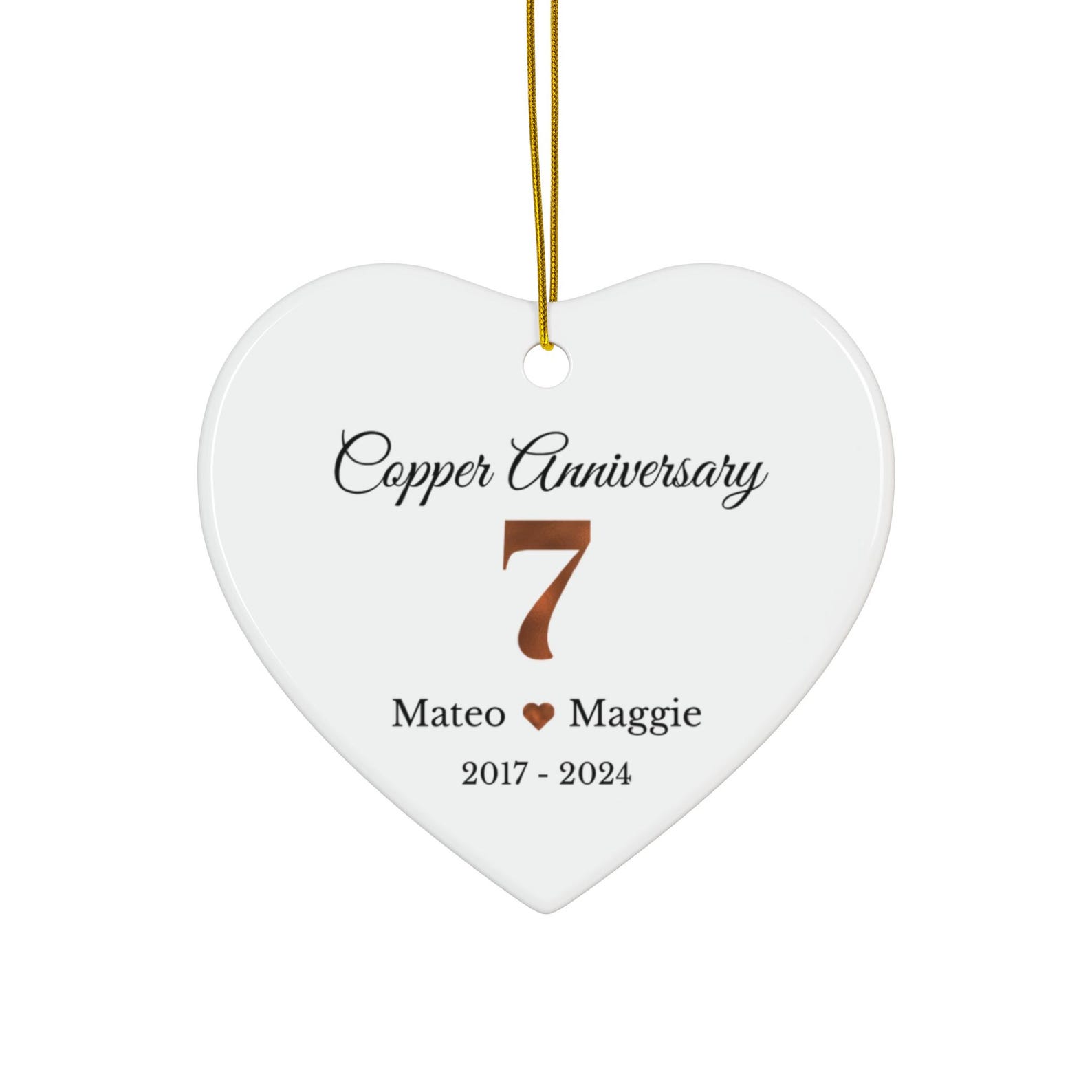 7th Wedding Anniversary Ornament Copper Anniversary Gift for Wife 7 ...