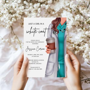 White Coat Ceremony Invitation Printable Digital White Coat Ceremony ...