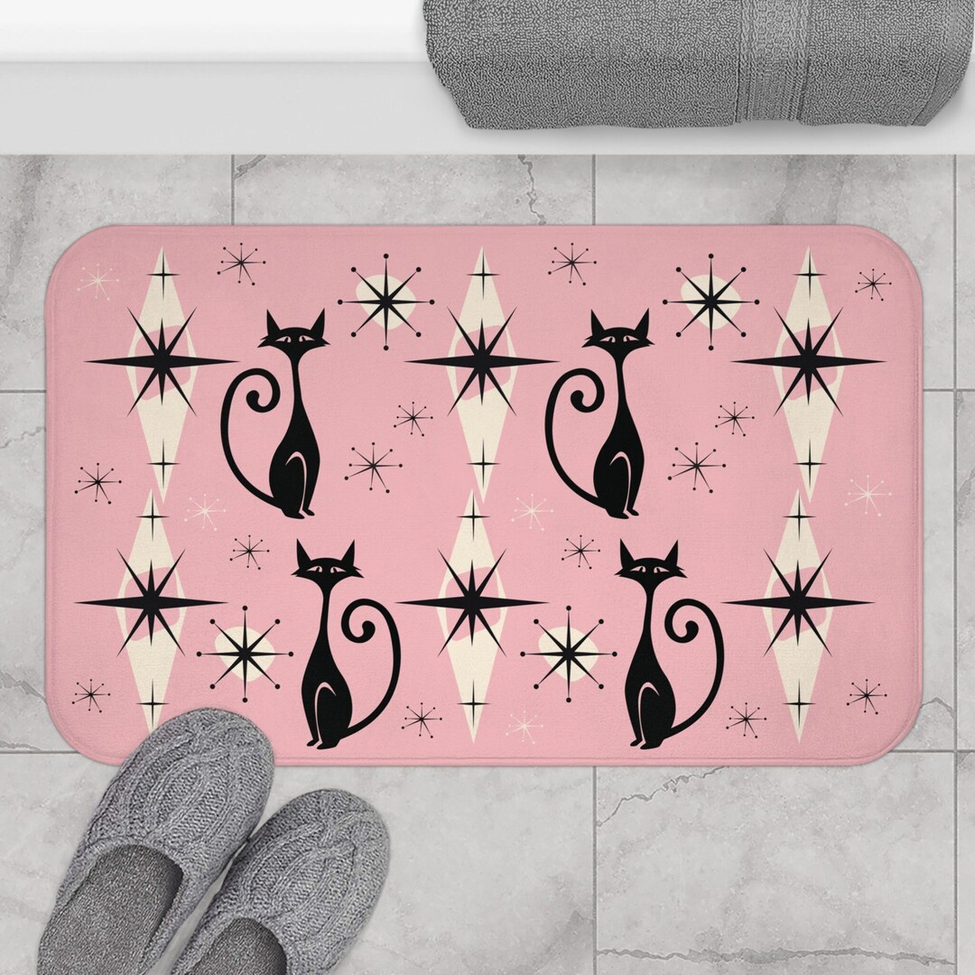 Atomic Cat Mid Century Modern Retro Pink Bath Math Retro Atomic Cat ...