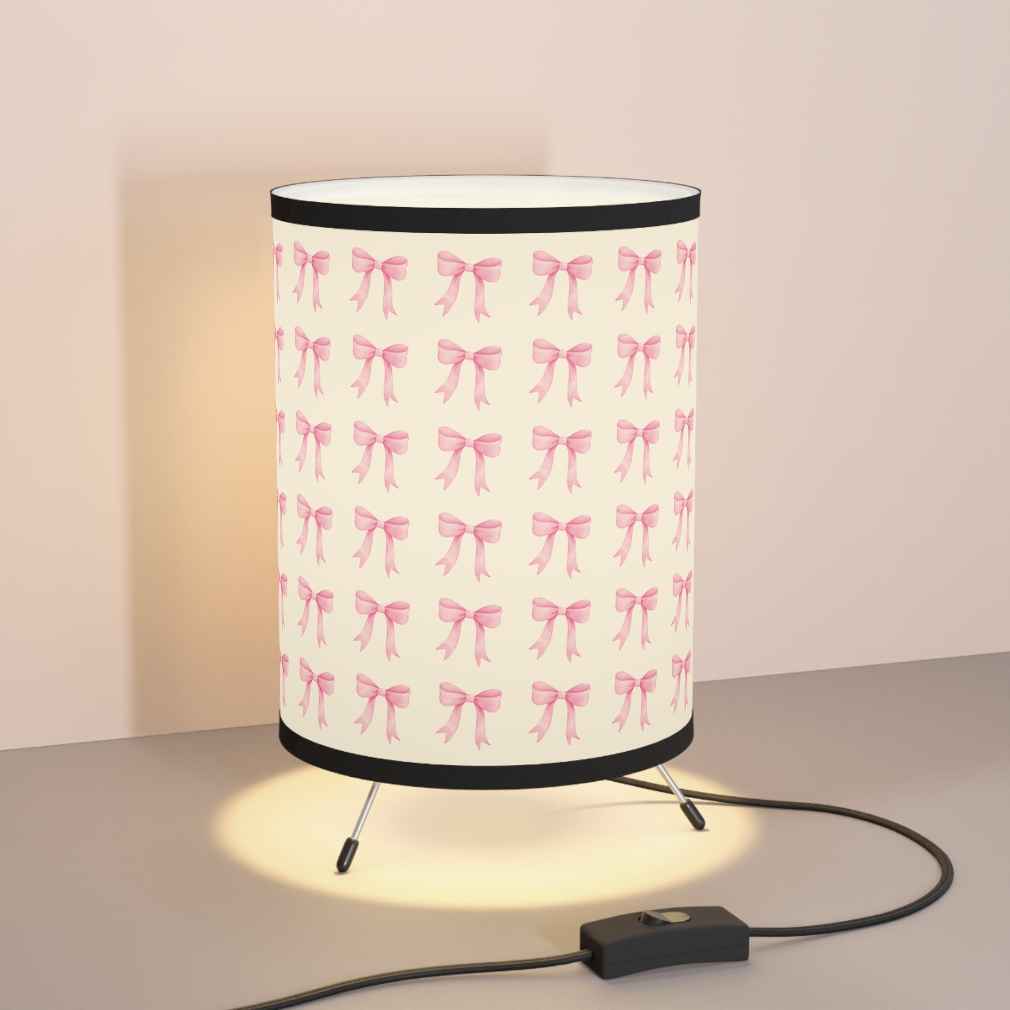 Cute Lamp Pink Bow Coquette Room Decor Aesthetic Tripod Lamp With Shade ...