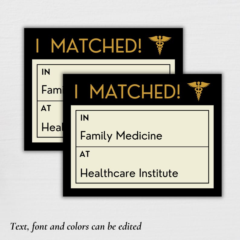 Residency Match Day Sign Printable Editable Template Doctor Residency ...