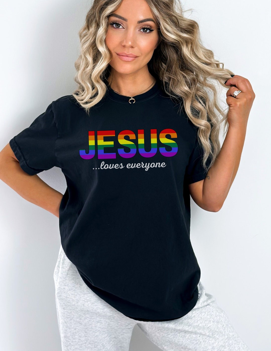 Jesus Loves Everyone Pride Shirt Jesus Loves You LGBTQ Tshirt Pride ...