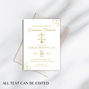 Law School Graduation Invitation Lawyer Graduation Party Invite ...