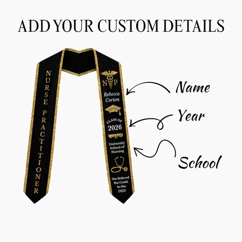 Nurse Practitioner Graduation Stole for Women Nursing Graduation Class ...