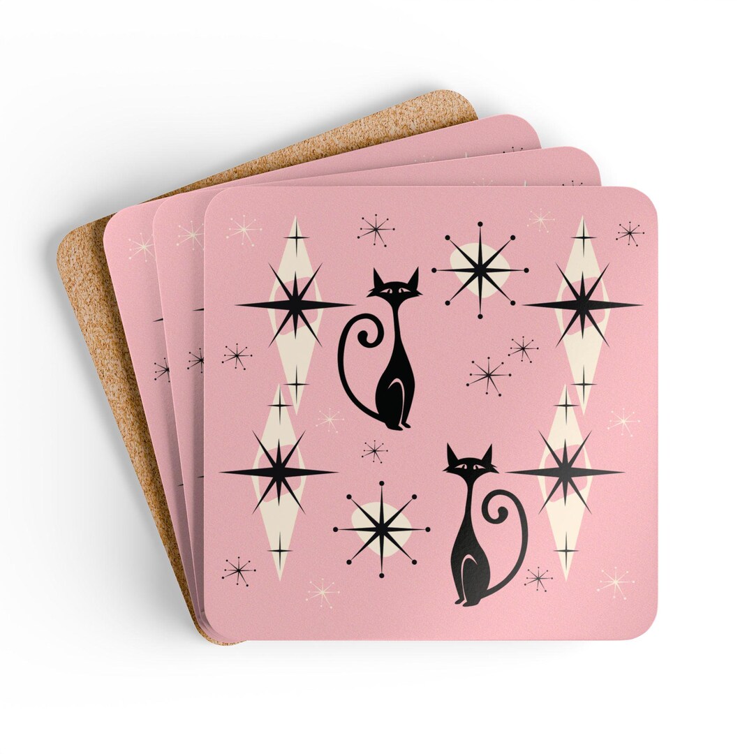 Mid Century Modern Decor Atomic Cat Coaster 1950s Kitchen Decor Atomic ...