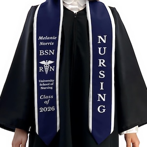 RN Graduation Stole Custom Nursing Stole Registered Nurse BSN MSN ...
