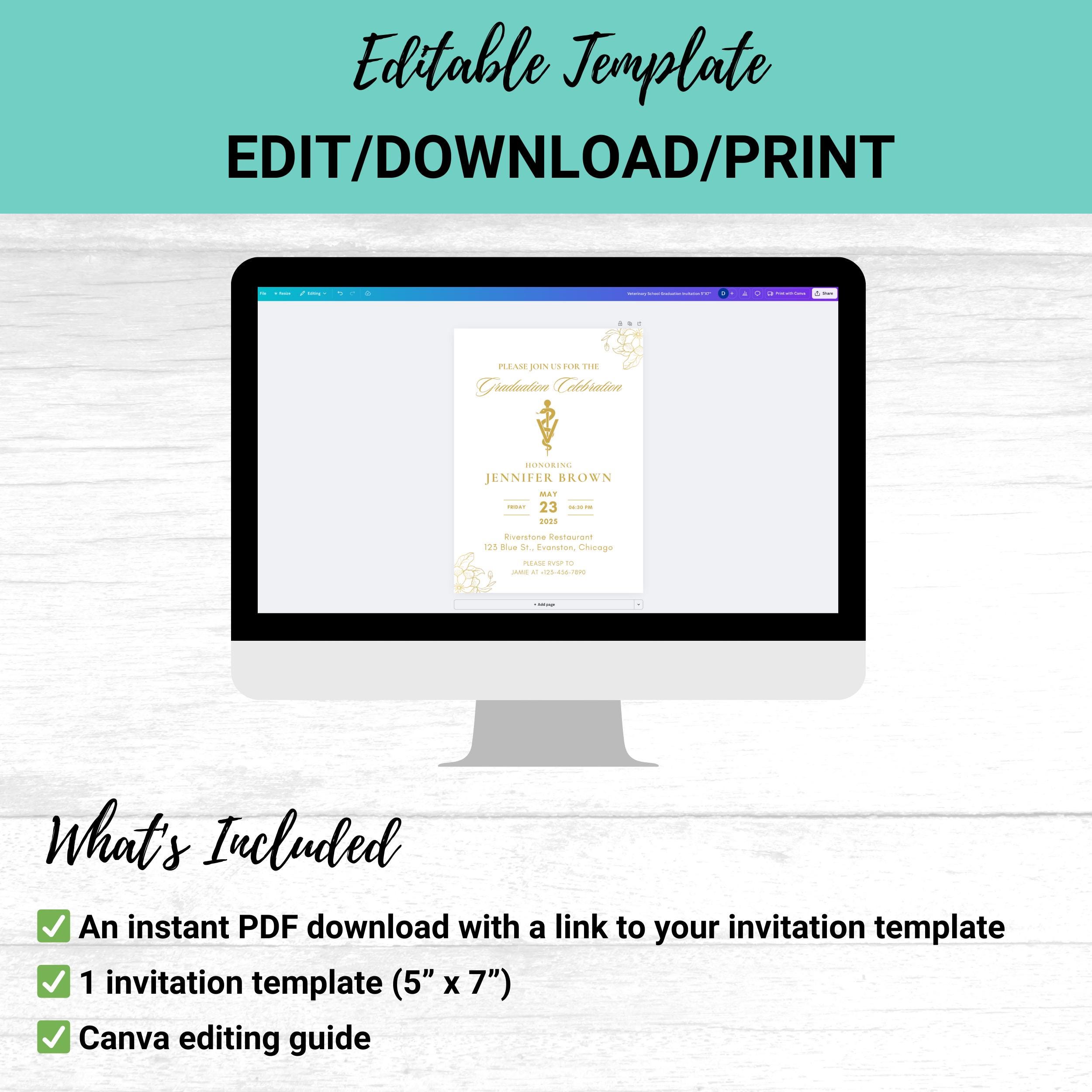 Veterinary School Graduation Invitation DVM Graduation Party Invite ...
