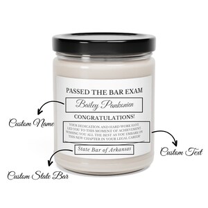 Passed the Bar Exam Gift Personalized New Lawyer Candle Bar Exam ...