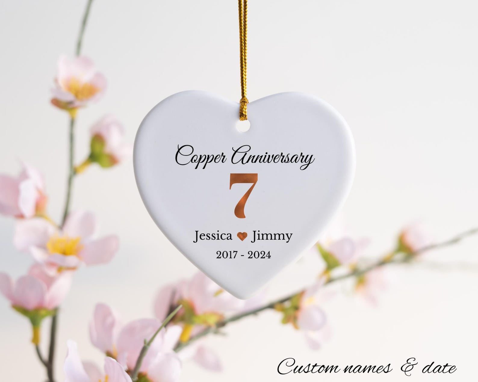 7th Wedding Anniversary Ornament Copper Anniversary Gift for Wife 7 ...