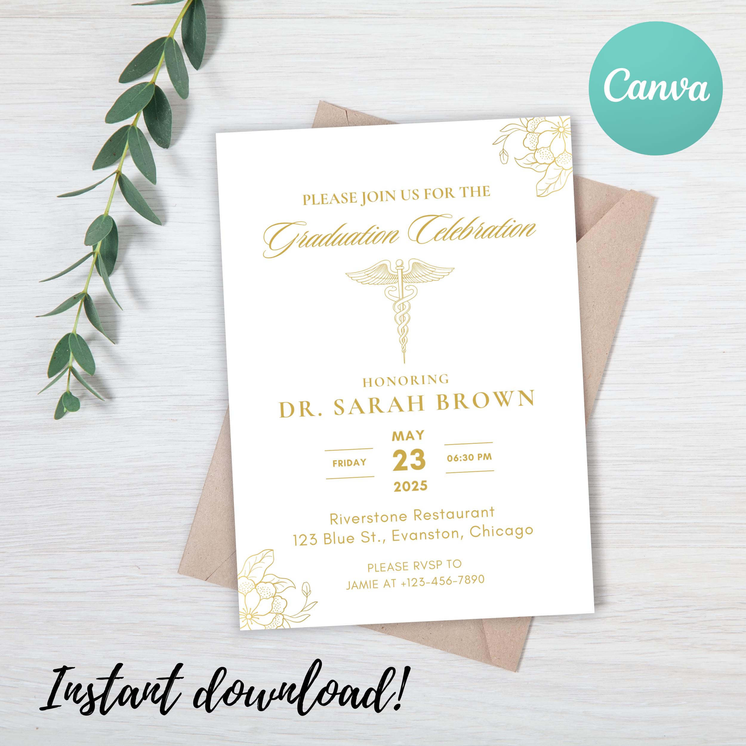 Medical School Graduation Invitation Doctor Graduation Party Invite ...