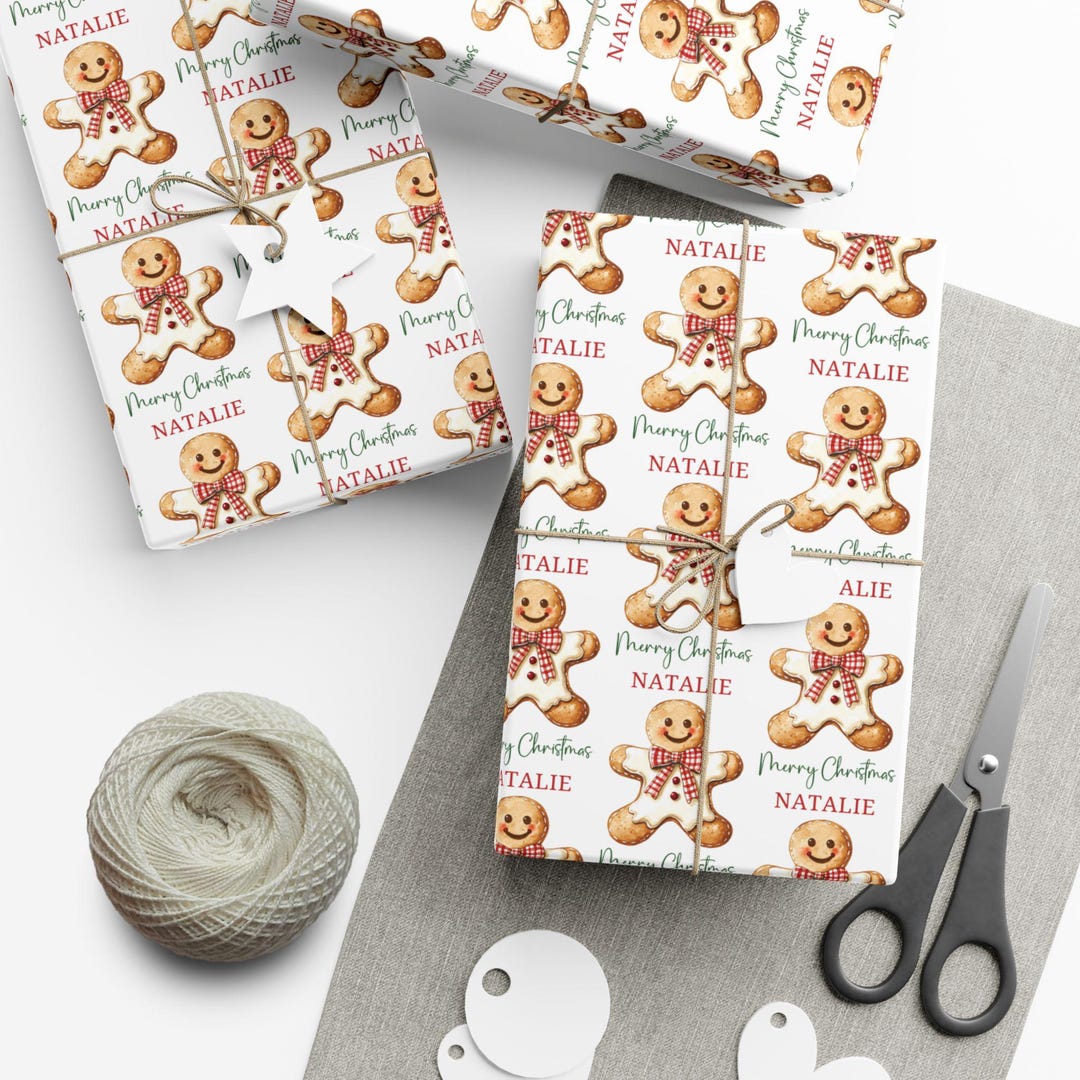 Gingerbread Man Wrapping Paper Personalized Christmas Gift Wrapping for ...