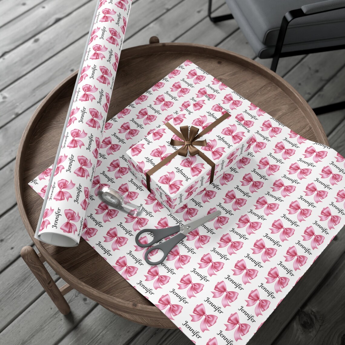 Coquette Bow Gift Wrapping Paper Personalized Girl Birthday Gift Custom ...