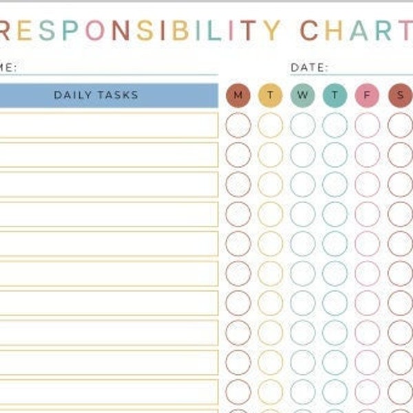 Chore Chart for Kids Printable Responsibility Chart Before School ...