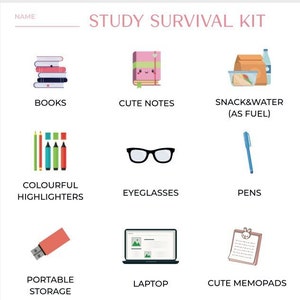 Study Survival Kit Printable | Study Guide | Study Planner | Study ...