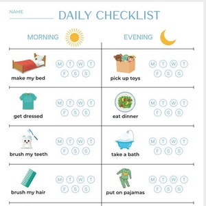 Chore Chart for Kids Printable Responsibility Chart Before School ...