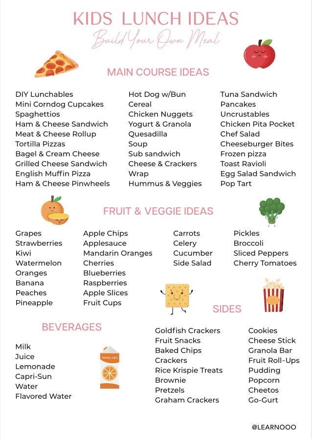 Lunch Foods List