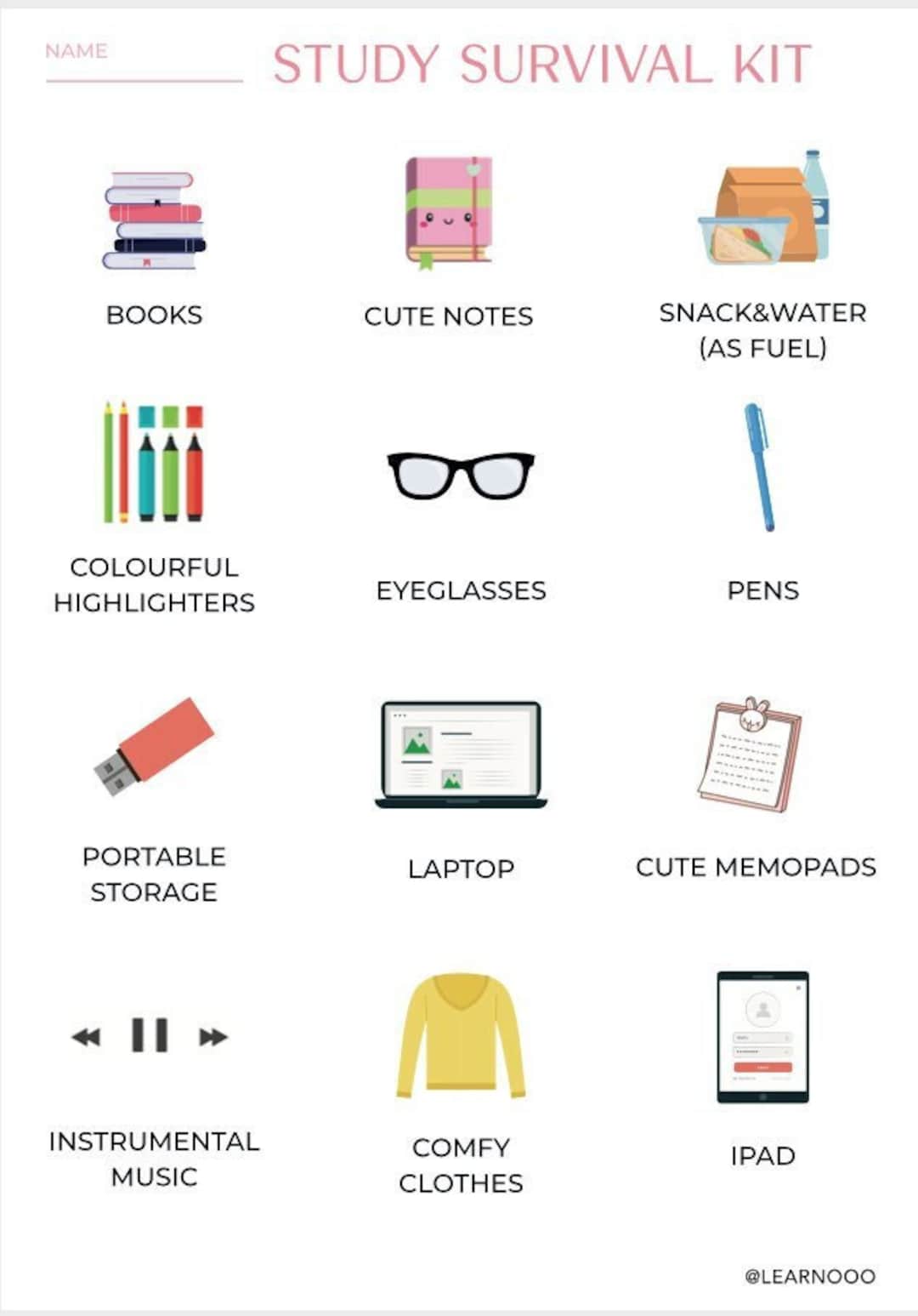 Study Survival Kit Printable | Study Guide | Study Planner | Study ...