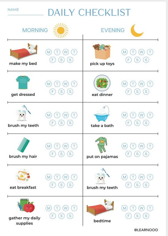 Chore Chart for Kids Printable Responsibility Chart Before - Etsy