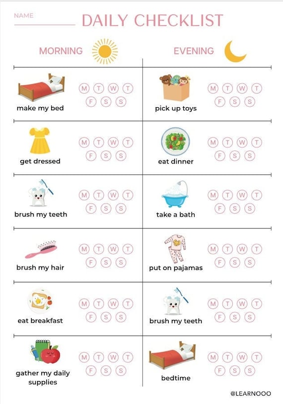 Chore Chart for Kids Printable Responsibility Chart Before - Etsy