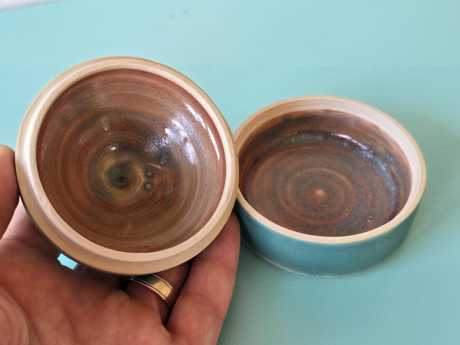 Ceramic Salt Cellar, Lidded Vessel, Matte Turquoise - Etsy