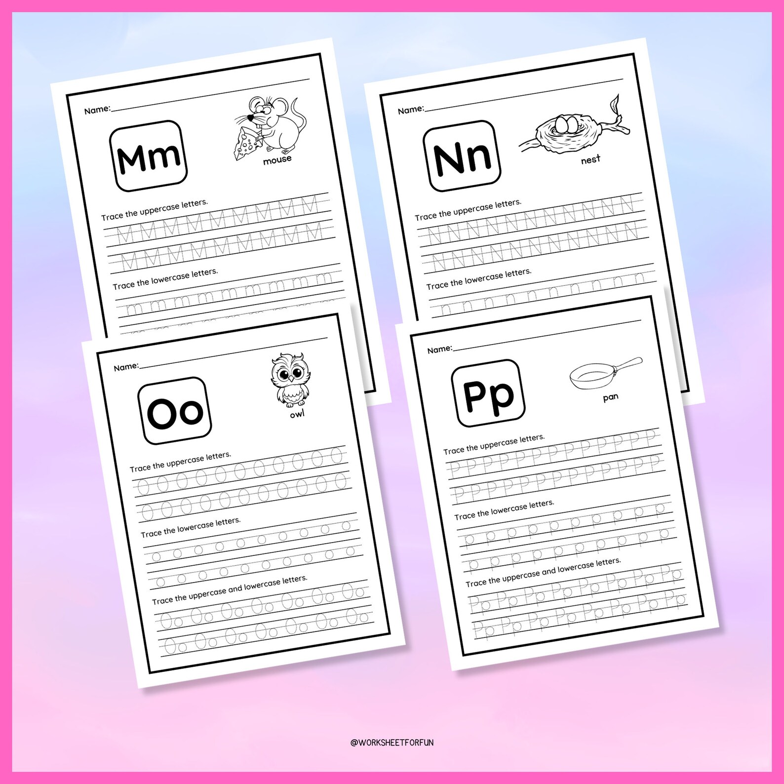 26 Uppercase - Lowercase Letter. Alphabet Tracing, Handwriting Practice ...