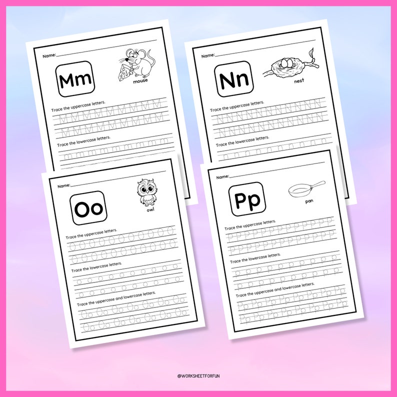 26 Uppercase - Lowercase Letter. Alphabet Tracing, Handwriting Practice ...