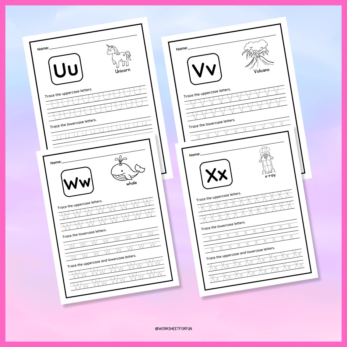 26 Uppercase Lowercase Letter. Alphabet Tracing, Handwriting Practice ...