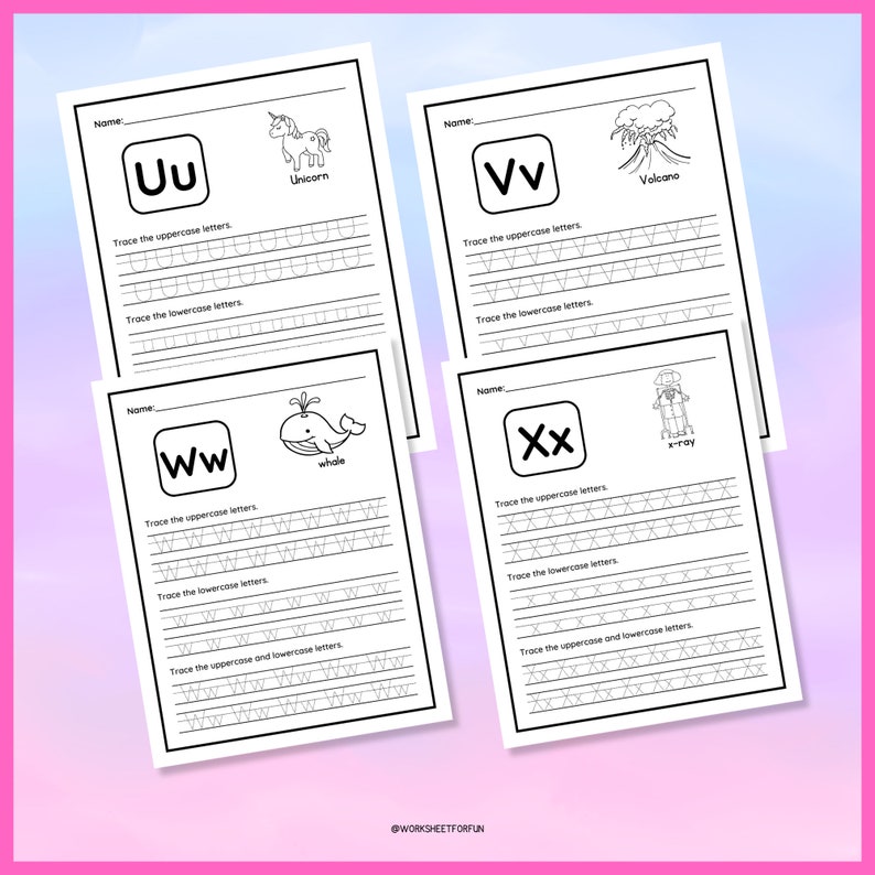 26 Uppercase - Lowercase Letter. Alphabet Tracing, Handwriting Practice ...