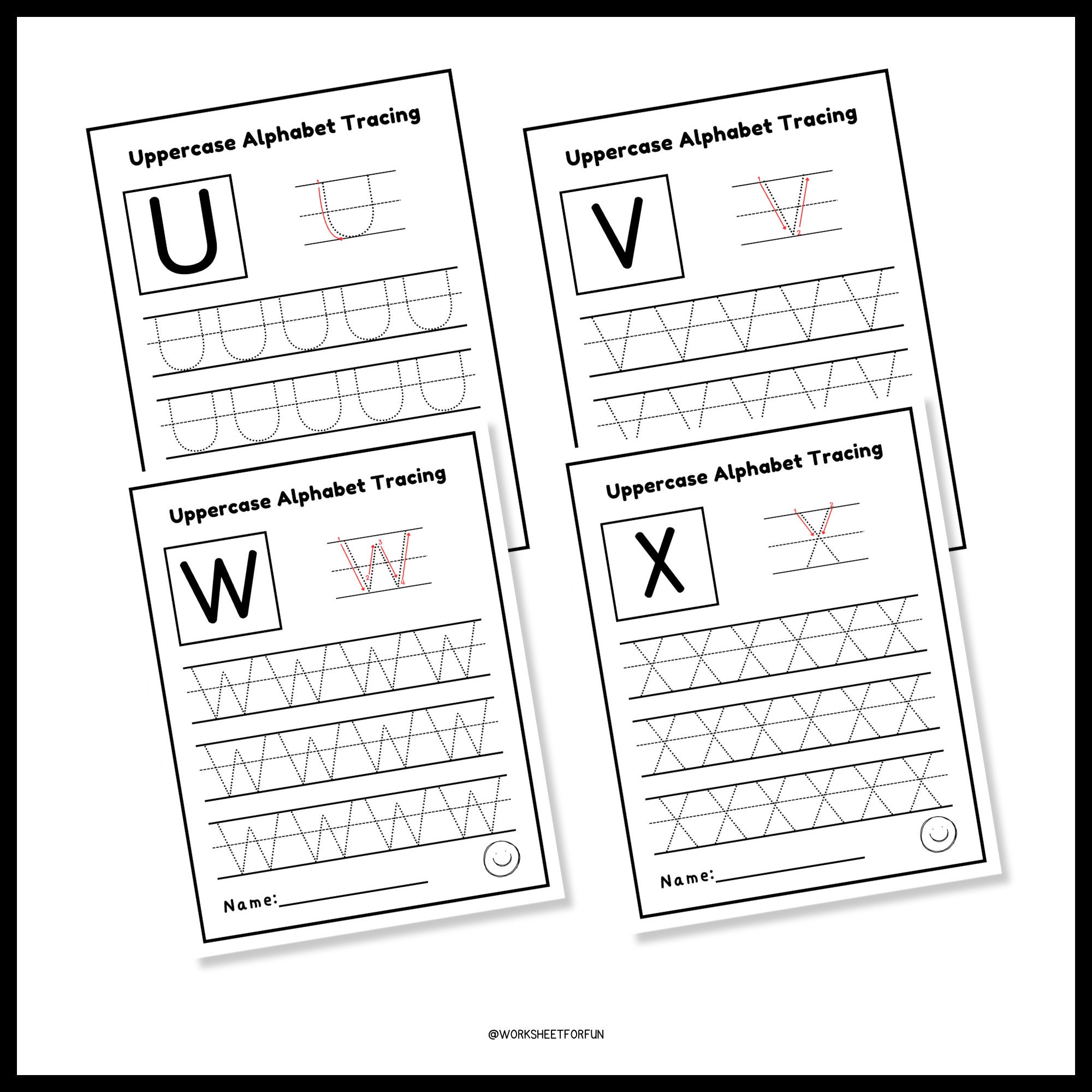 26 ABC Printable Uppercase. Letters of the Alphabet Tracing Worksheets ...