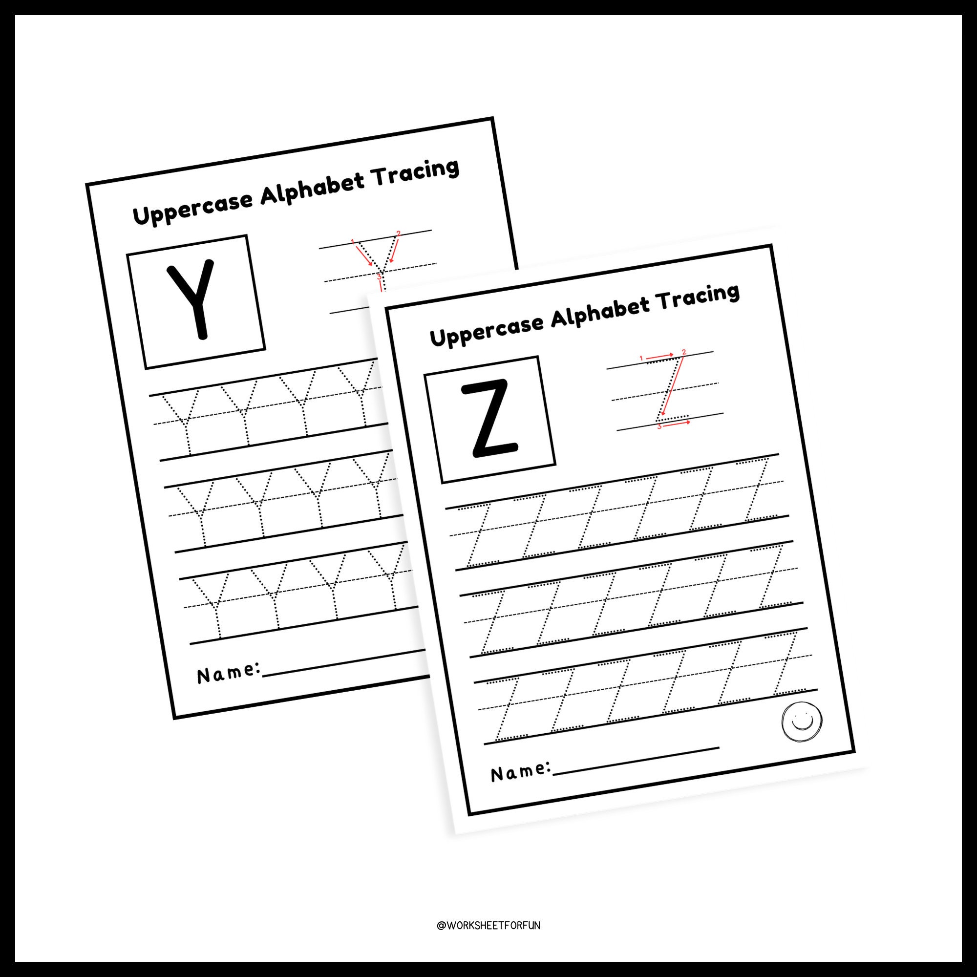 26 ABC Printable Uppercase. Letters of the Alphabet Tracing Worksheets ...