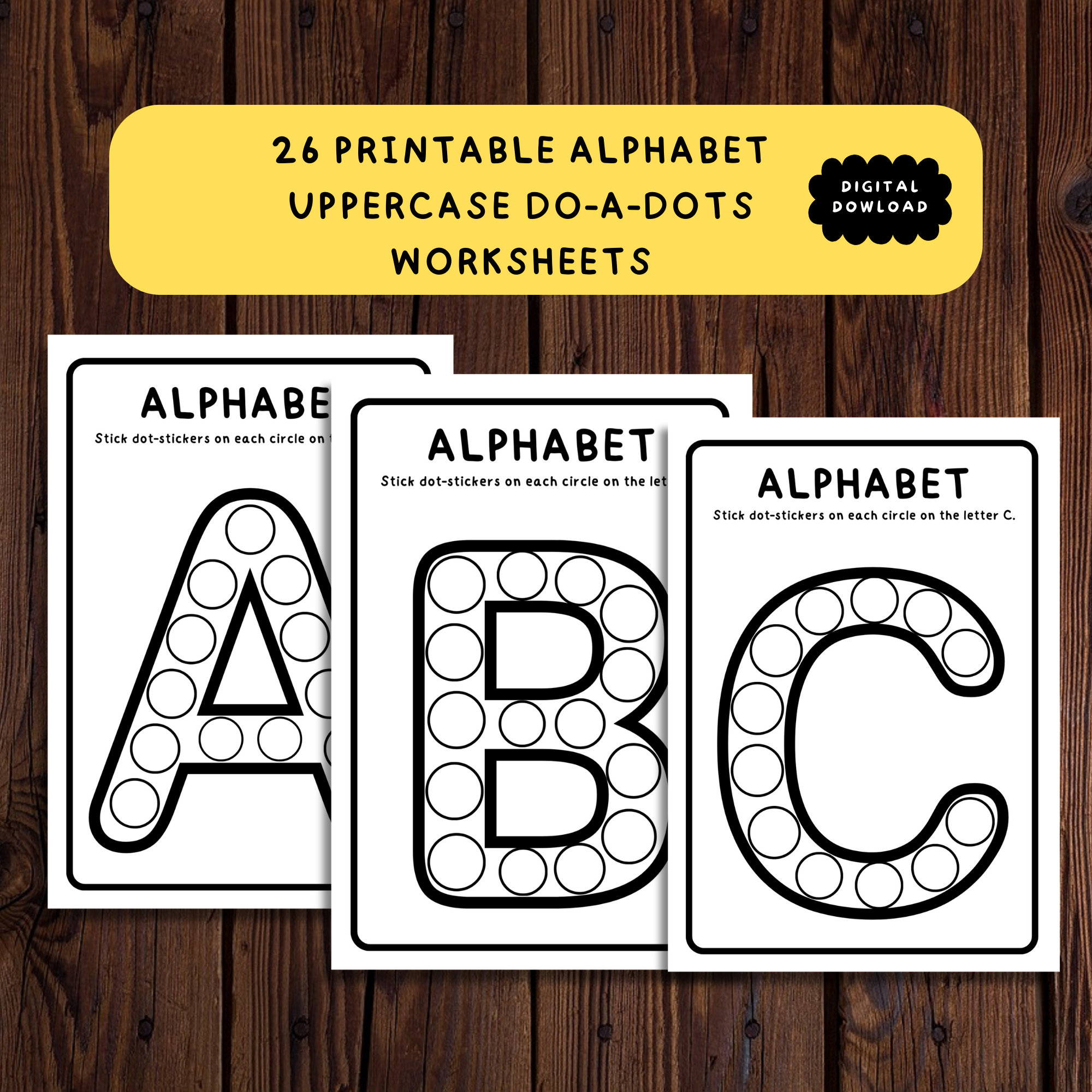26 Alphabet Printable Uppercase Do-a-dots Worksheets. Preschool-kdg ...
