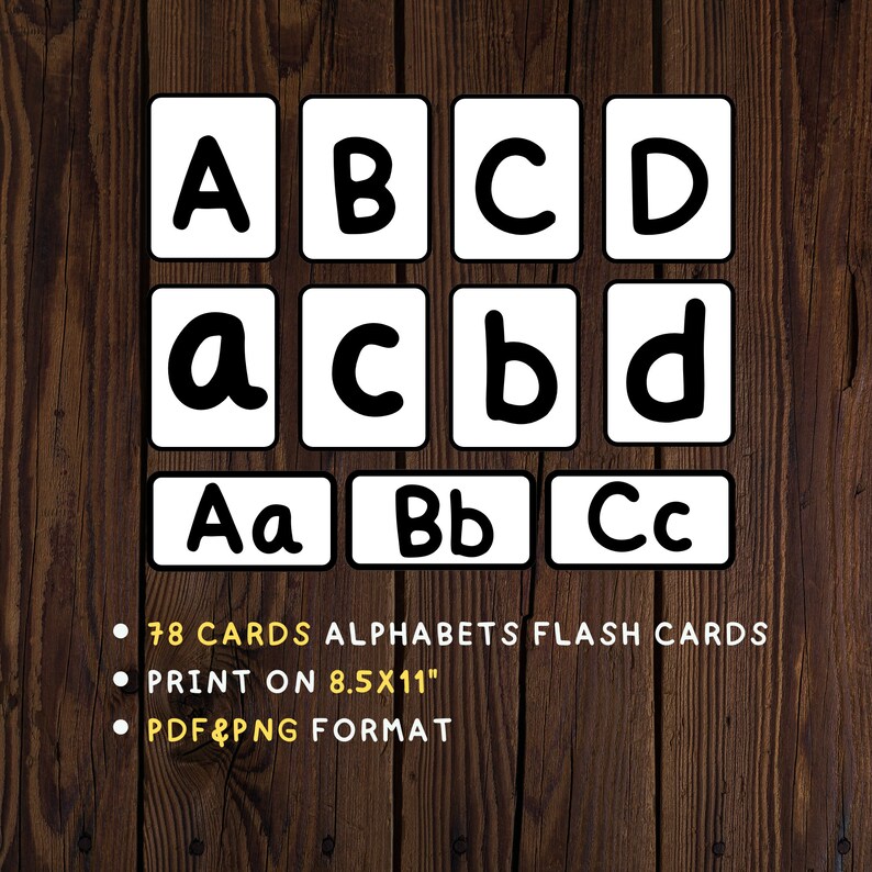 Alphabet Cards Printable for Preschool, 78 Uppercase and Lowercase ...
