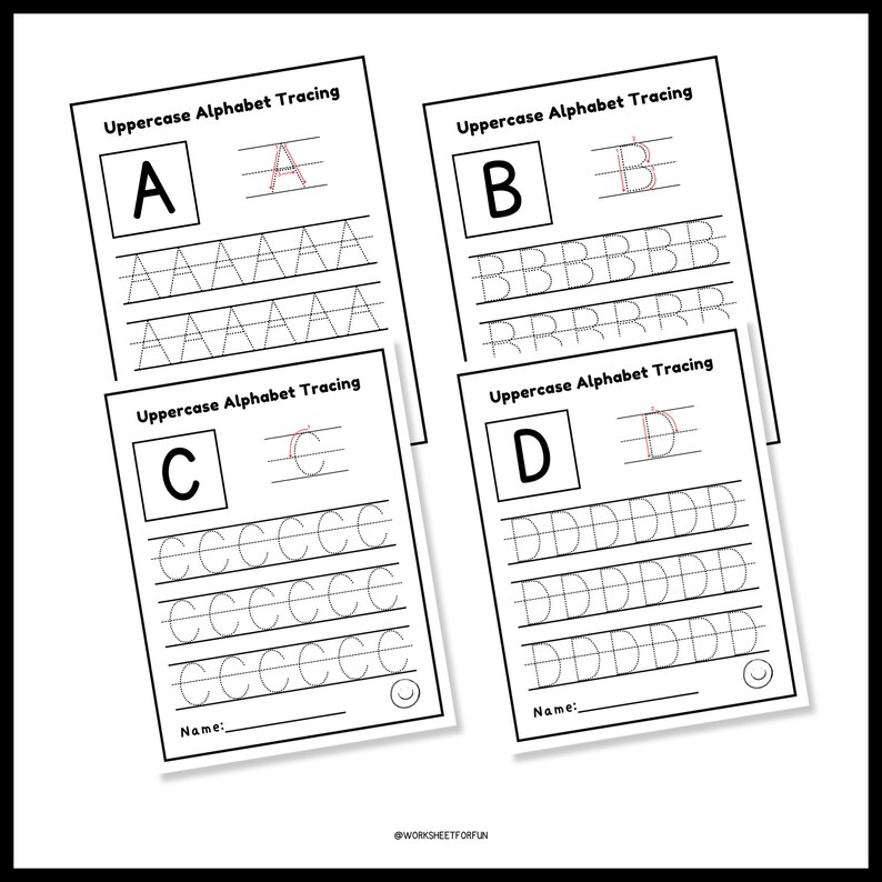 26 ABC Printable Uppercase. Letters of the Alphabet Tracing Worksheets ...