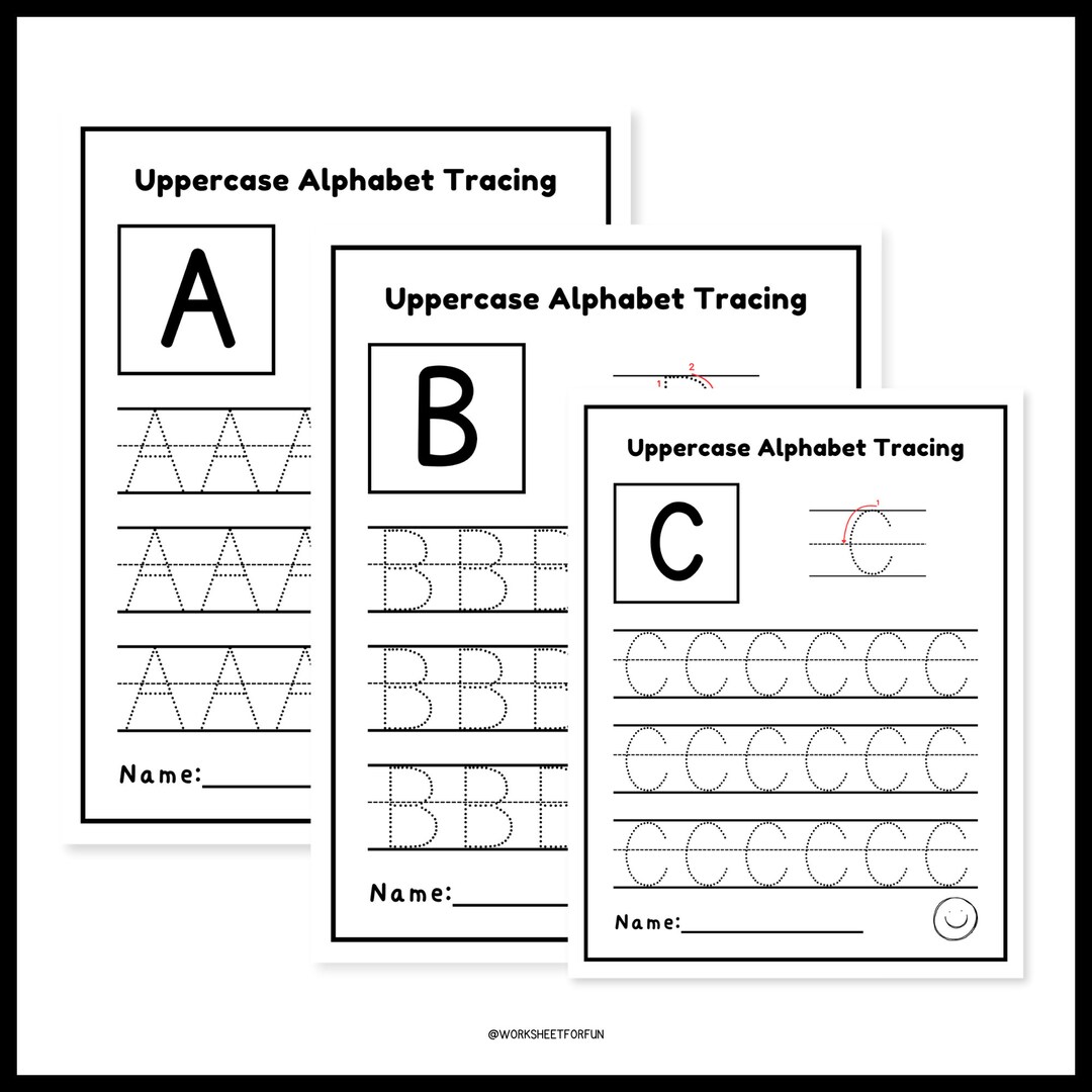 26 ABC Printable Uppercase. Letters of the Alphabet Tracing Worksheets ...