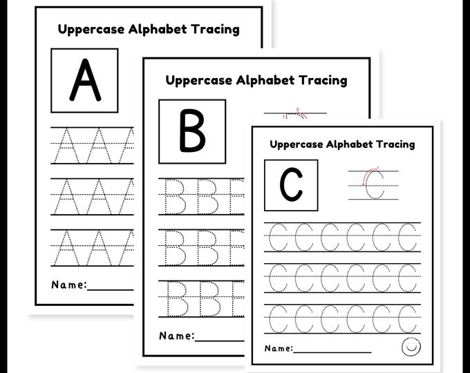 26 ABC Printable Uppercase. Letters of the Alphabet Tracing Worksheets ...